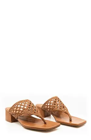 ANDREA GOMEZ Brenda Woven Nappa Leather Sandal - Camel