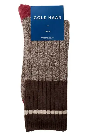 Cole Haan Ribbed Crew Socks - Brown Assorted