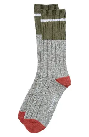 Cole Haan Ribbed Crew Socks - Olive Assorted