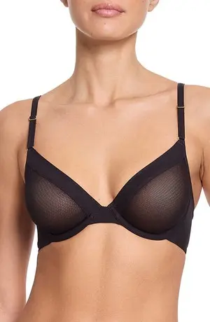 Hanky Panky Underwire Unlined Mesh Plunge Bra - Black
