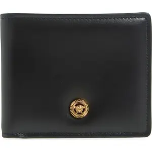 Versace Medusa Leather Bifold Wallet - Black-versace Gold