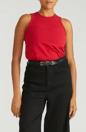 Universal Standard Cai Stretch Pima Cotton Tank - Ruby Red
