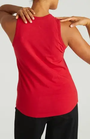 Universal Standard Cai Stretch Pima Cotton Tank - Ruby Red