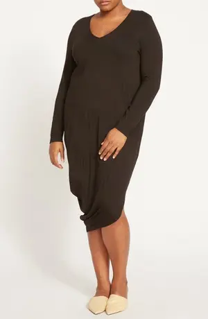 Universal Standard Iconic Geneva Long Sleeve Asymmetric Dress