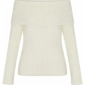 Rebecca Taylor Miro Off-the-shoulder Sweater - Eggshell