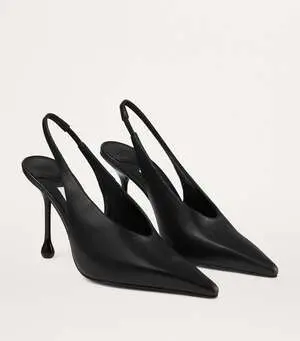 JIMMY CHOO Isa 95 Leather Slingback Pumps - Black