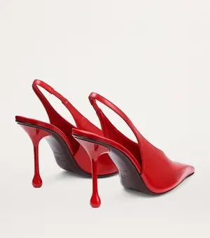 JIMMY CHOO Isa 95 Leather Slingback Pumps - Red