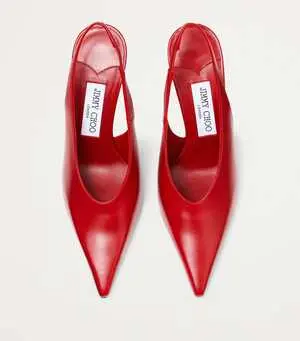 JIMMY CHOO Isa 95 Leather Slingback Pumps - Red
