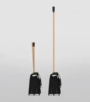 Saint Laurent Medium Sunset Croc-embossed Shoulder Bag - Black