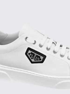 Philipp Plein Smooth Leather Low-top Sneakers With Applied Logo - White