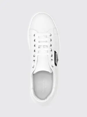 Philipp Plein Smooth Leather Low-top Sneakers With Applied Logo - White