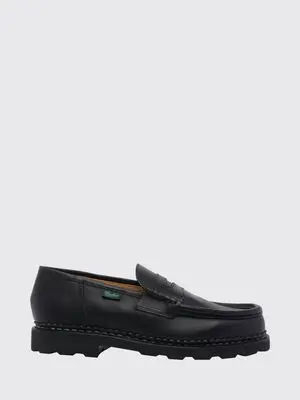 Paraboot Smooth Calfskin Penny Loafers With Lug Sole - Black