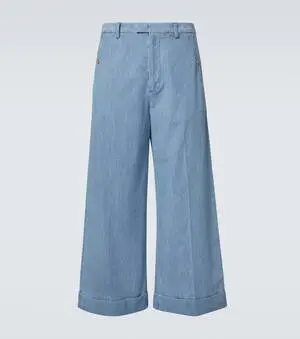 Valentino Garavani Cropped Wide-leg Denim Pants