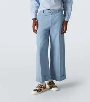 Valentino Garavani Cropped Wide-leg Denim Pants
