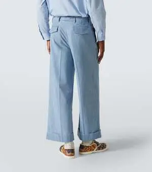 Valentino Garavani Cropped Wide-leg Denim Pants