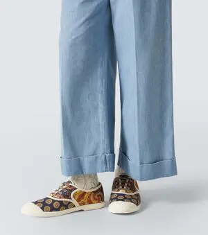 Valentino Garavani Cropped Wide-leg Denim Pants