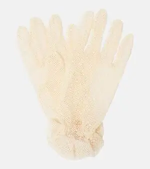 Valentino Garavani Vlogo Tulle Gloves - Beige