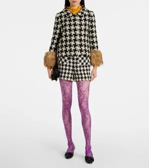 Valentino Garavani Floral Lace Tights - Purple
