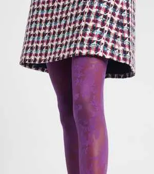 Valentino Garavani Floral Lace Tights - Purple