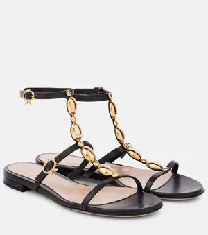 GIANVITO ROSSI Embellished Leather Stiletto Sandals - Black