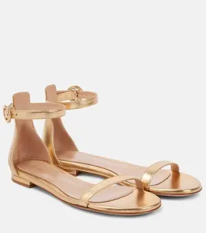GIANVITO ROSSI Leather Sandals - Gold