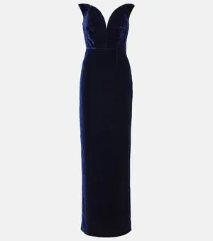 Roland Mouret Strapless Velvet Gown - Blue