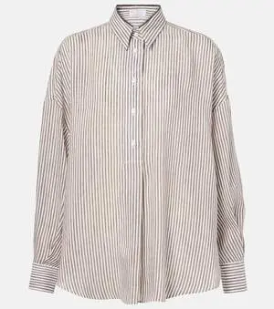 Brunello Cucinelli Striped Linen And Silk Shirt