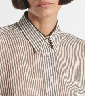 Brunello Cucinelli Striped Linen And Silk Shirt