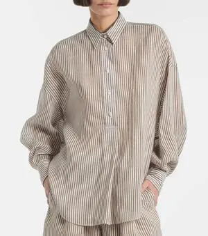 Brunello Cucinelli Striped Linen And Silk Shirt