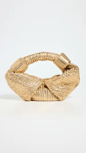 SIMONMILLER Metallic Raffia Lopsy Bag - Gold/natural