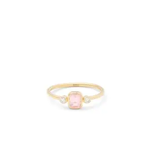 ASPINAL OF LONDON Gemstone Ring In Rose Quartz & 18ct Gold Vermeil - Pink