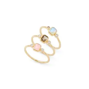 ASPINAL OF LONDON Gemstone Stacked Rings Set In Vermeil - Multi-colour