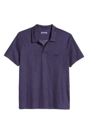 Vilebrequin Solid Linen Jersey Polo Shirt - Blue