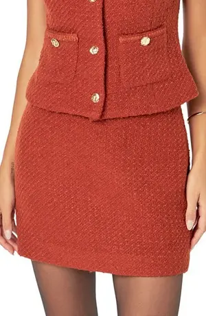 English Factory Tweed Mini Skirt - Rust