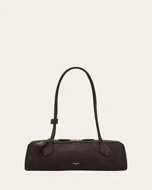 Alaïa Le Teckel Medium Suede Shoulder Bag - Anthracite
