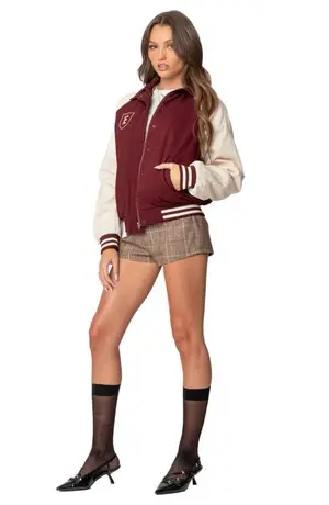 EDIKTED Oversized Varsity Bomber Jacket