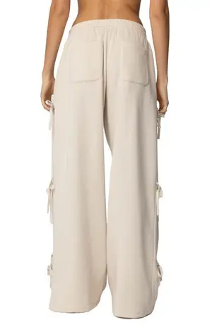 EDIKTED Claudette Bow Wide-leg Sweatpants - Cream