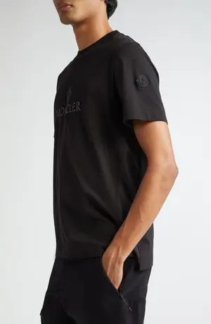 Moncler Logo Embellished T-shirt - Black
