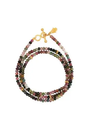 KARMA AND LUCK Infinite Aspiration Tourmaline Wrap Bracelet - Pink/yellow/grey/green/purple