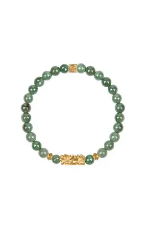 KARMA AND LUCK Jade Dragon Charm Bracelet - Green/gold
