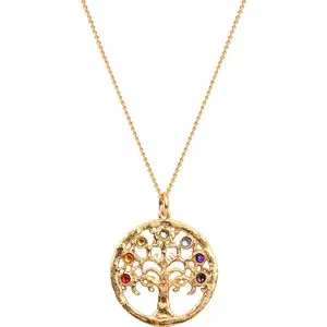 KARMA AND LUCK Mindful Alignment Chakra Tree Of Life Charm Necklace - Gold/multicolor