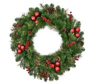 FRASER HILL FARM 30-in. Joyful Wreath Door Or W All Hanging Wit - One-color
