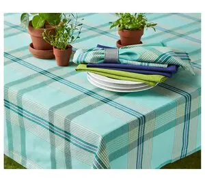 DESIGN IMPORTS Trellis Plaid Tablecloth 52'x52