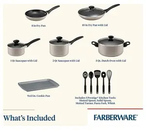 FARBERWARE Aluminum Nonstick Cookware Set, 15-p Ece