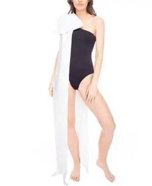 TABACARU Milly Swimsuit With Bow - Black And White