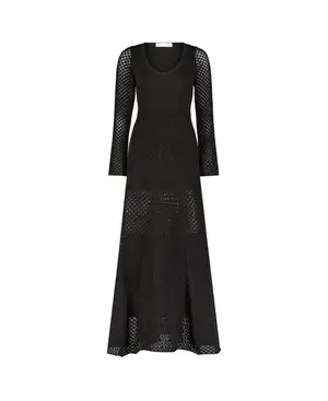 Mac Duggal Scoop Neck Long Sleeve Knit Maxi Dress
