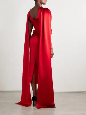 Erdem Draped Cape-effect Embellished Satin Gown