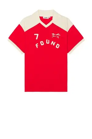 FOUND Goji Collar Print Jersey - Red