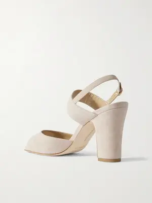 Manolo Blahnik Khiko 90 Suede Slingback Sandals - Neutrals