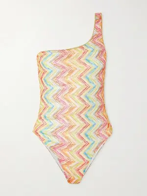 Missoni One-shoulder Crochet-knit Swimsuit - Cream